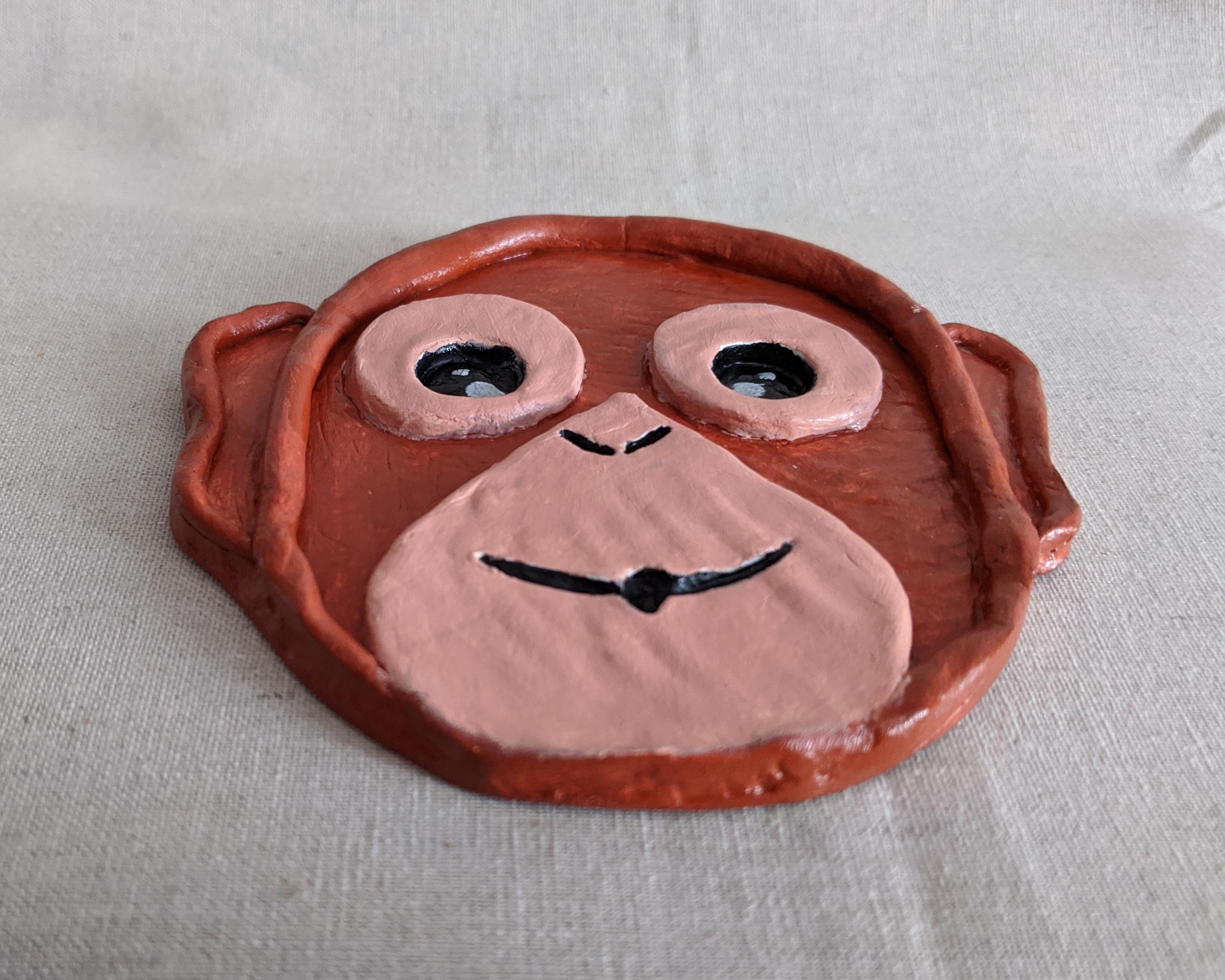 Monkey Trinket Dish, Air Dry Clay Decor, Handmade Jewellery Tray ...