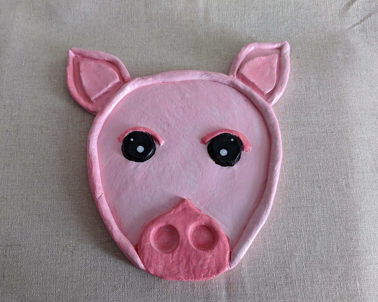 Pig Trinket Dish, Air Dry Clay Decor, Handmade Jewellery Tray, Animal ...