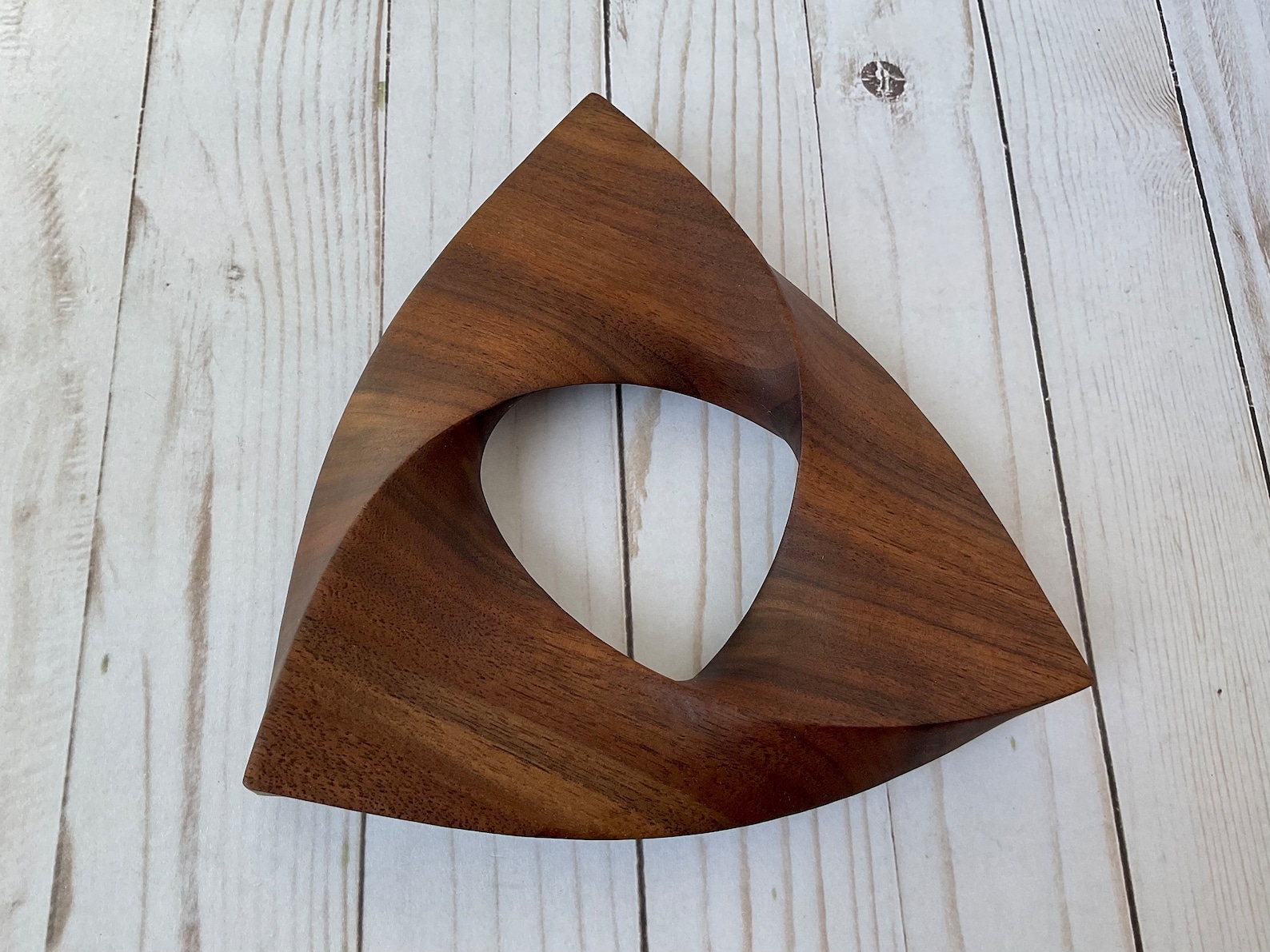 Penrose Triangle Inspired Walnut Wood Carving, 7.5 " Diameter | Möbius ...