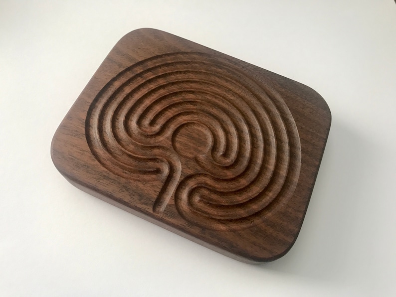 Set of Two Small Finger Labyrinths Wood Classical Labyrinth Mindfulness ...