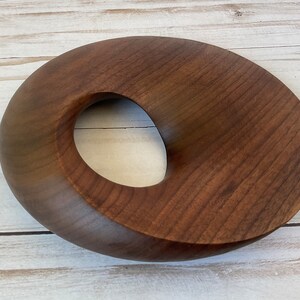 Penrose Triangle Inspired Walnut Wood Carving, 7.5 Diameter Möbius ...