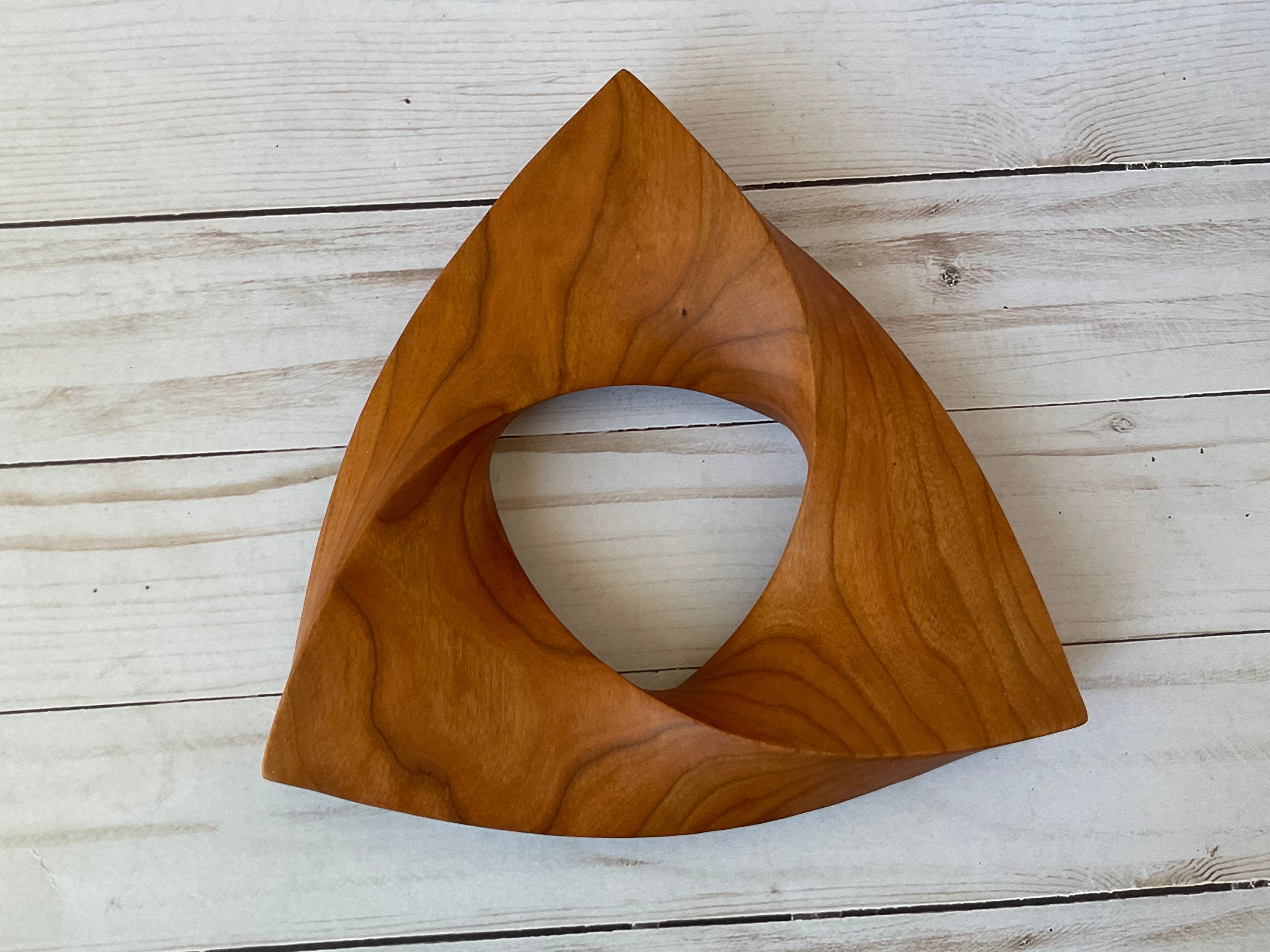 Penrose Triangle Inspired Cherry Wood Carving, 7.5 " Diameter | Möbius ...