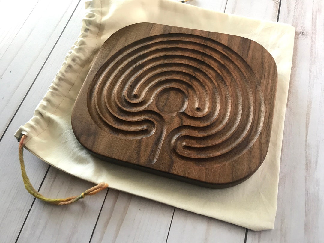 Dark Wood Classical Finger Labyrinth, Wide Grooves, Cretan Hand ...
