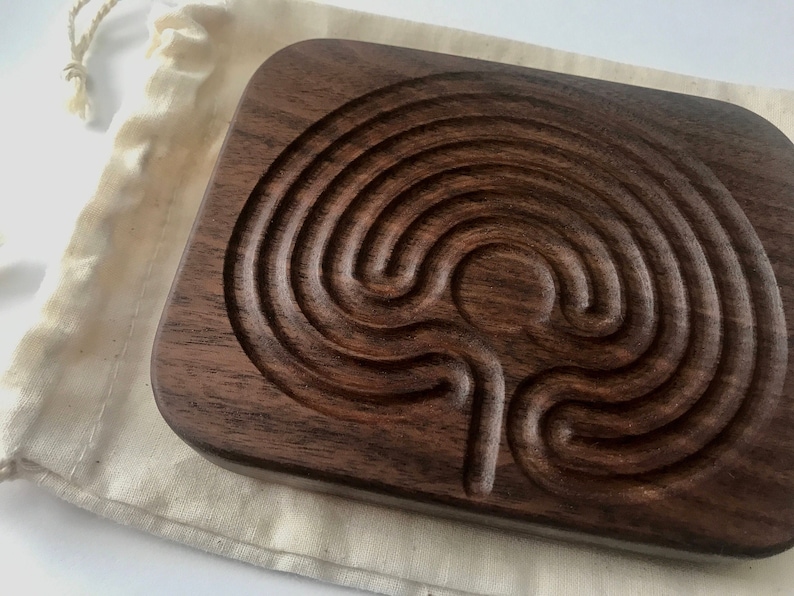 Set of Two Small Finger Labyrinths Wood Classical Labyrinth - Etsy