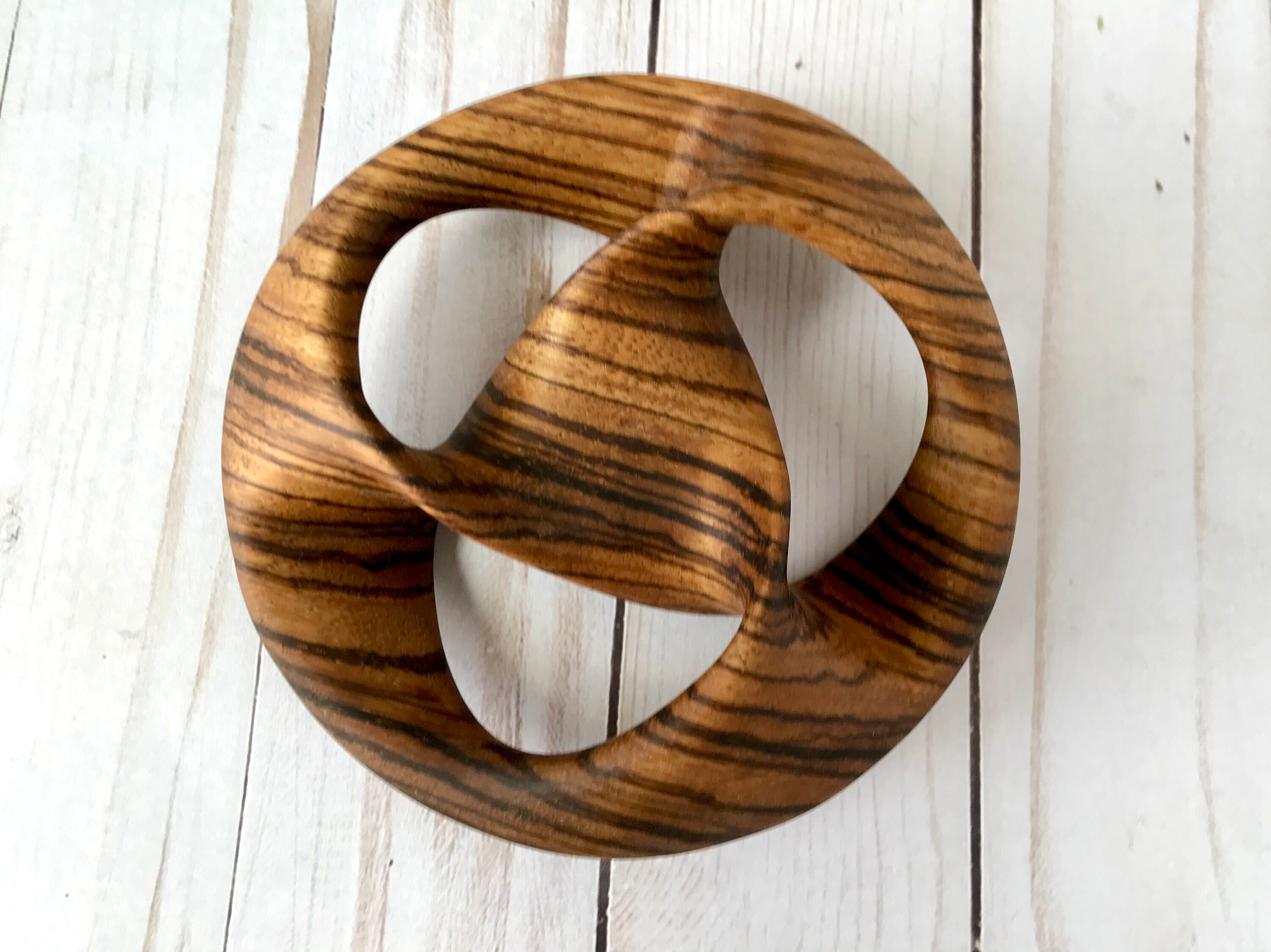 Triquetra Mobius Strip-like Wood Carving - Trefoil Math Sculpture ...