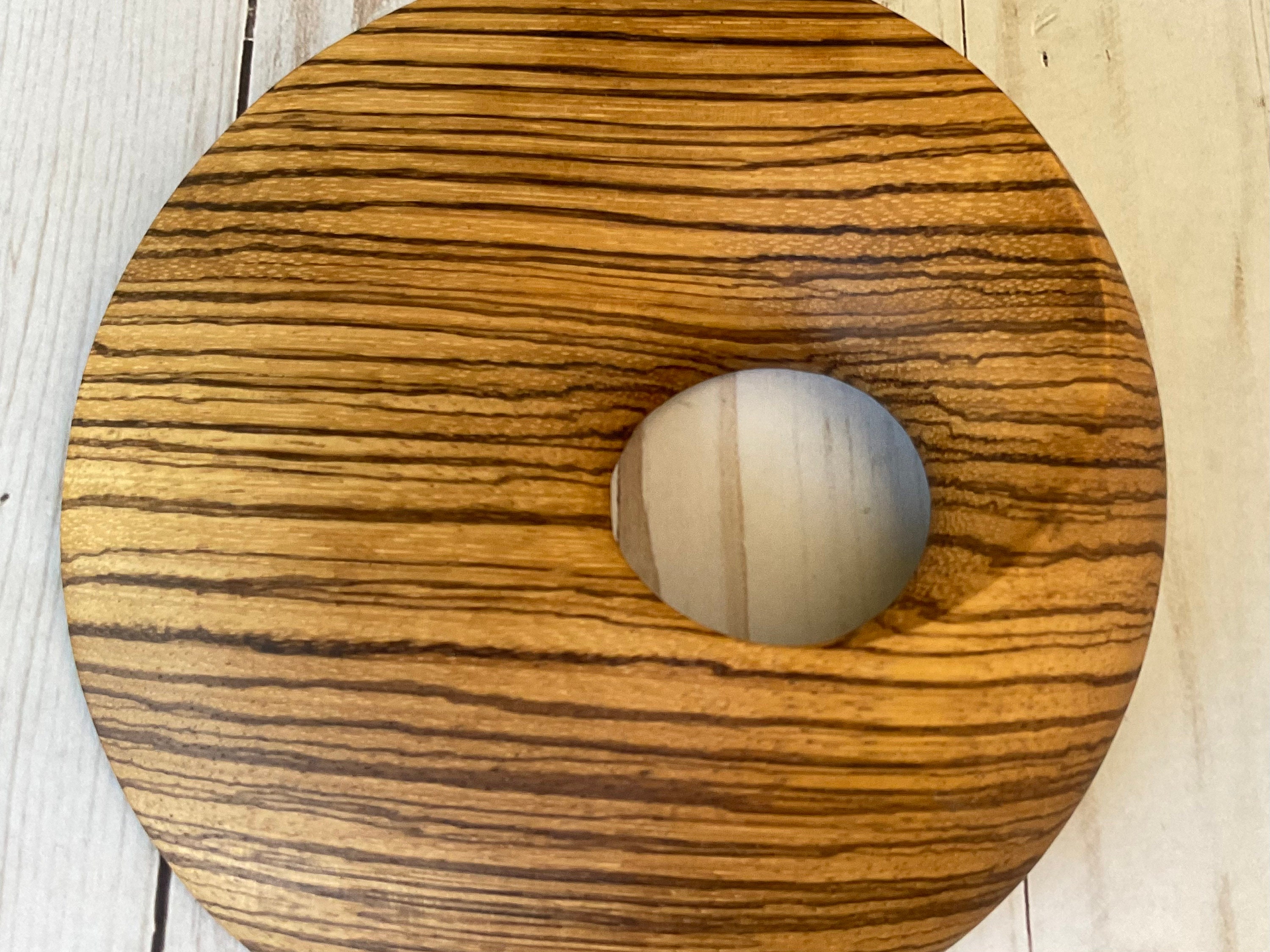 Möbius Strip Zebrawood Wood Carving, 7 Diameter Mathematical Abstract ...