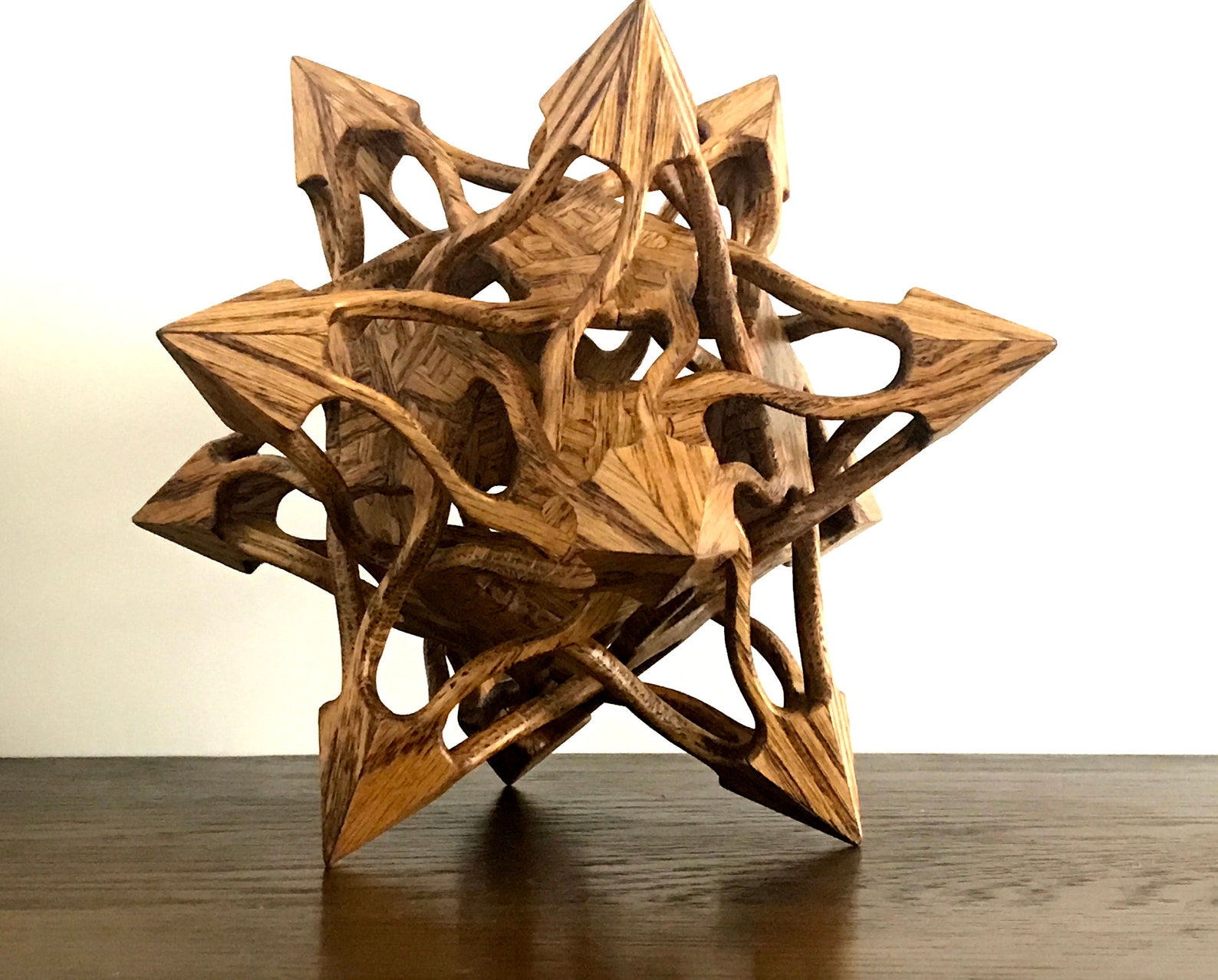 Small Stellated Dodecahedron Wood Sculpture, Platonic Solids ...