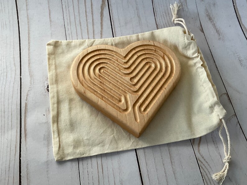 Small Heart Finger Labyrinth - Maple Wood Meditation Labyrinth | Hand ...