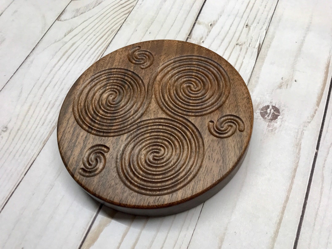 Small Wooden Triple Spiral - Triskele Continuous Prayer Hand Labyrinth ...