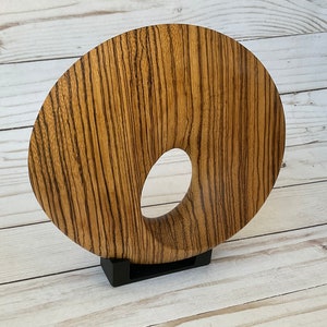 Möbius Strip Zebrawood Wood Carving, 7 Diameter Mathematical Abstract ...