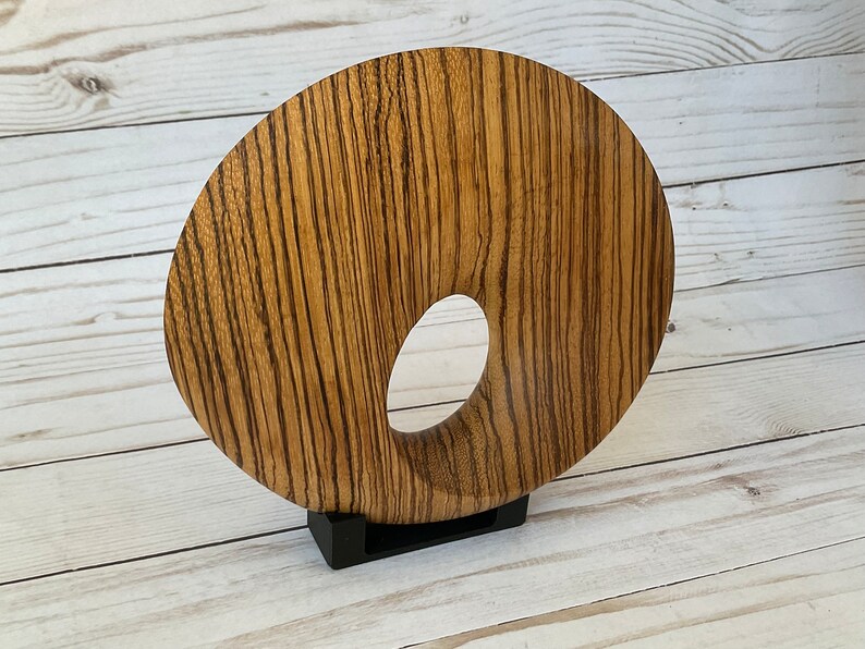Möbius Strip Zebrawood Wood Carving, 7 Diameter Mathematical Abstract ...