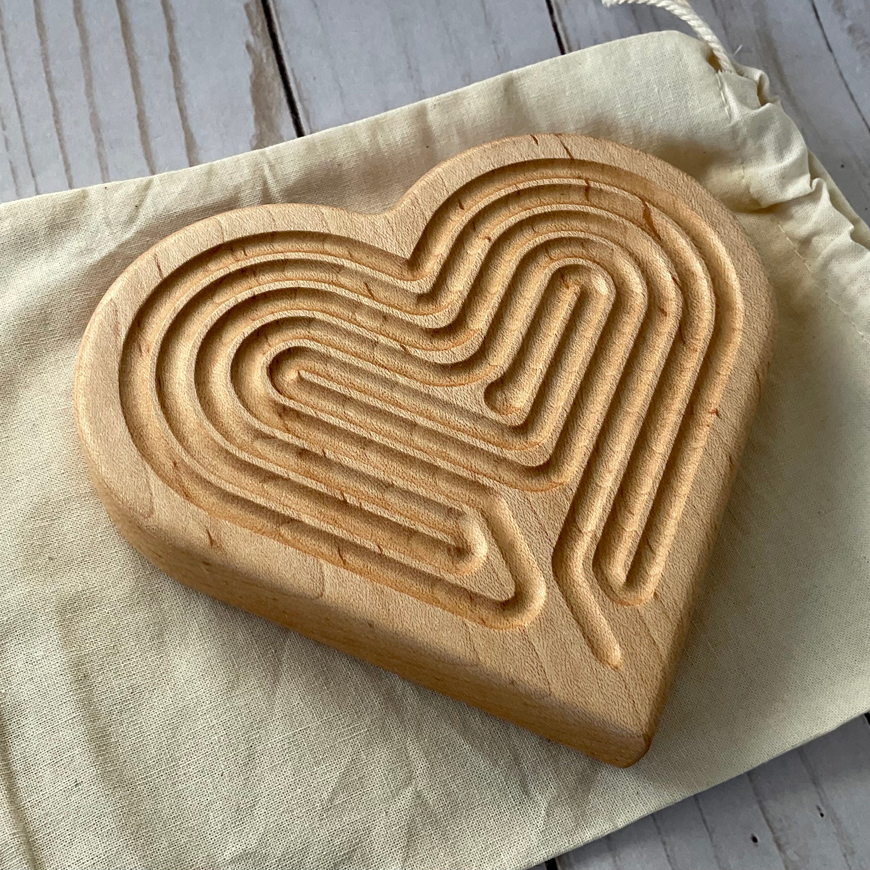 Small Heart Finger Labyrinth - Maple Wood Meditation Labyrinth | Hand ...