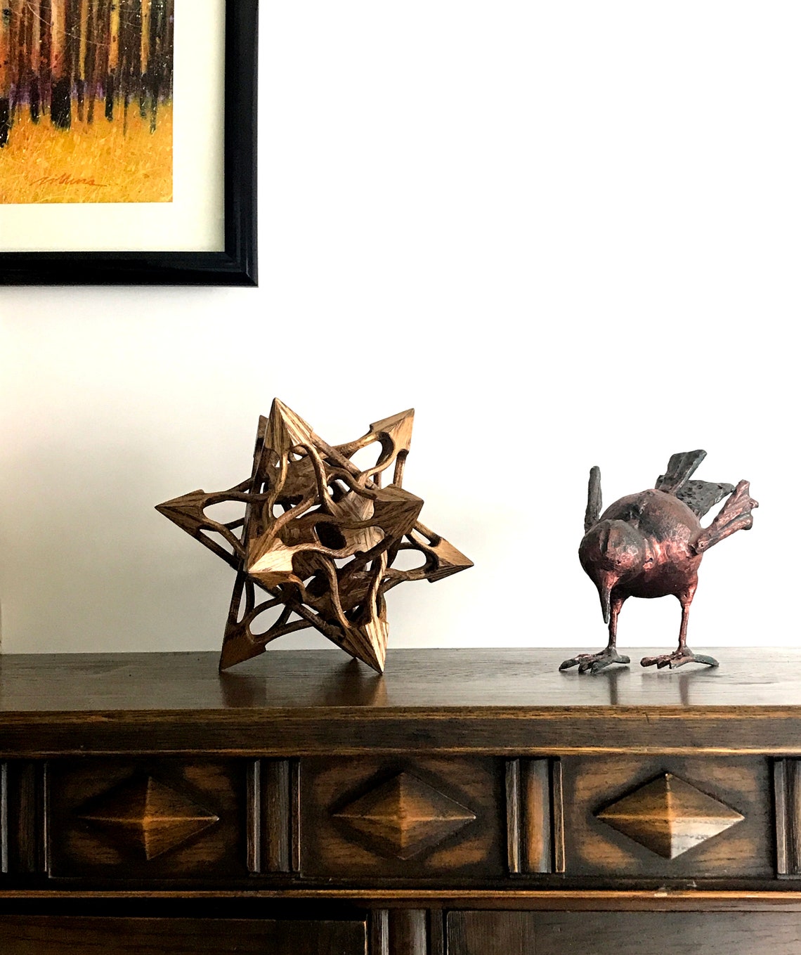 Small Stellated Dodecahedron Wood Sculpture Platonic Solids - Etsy