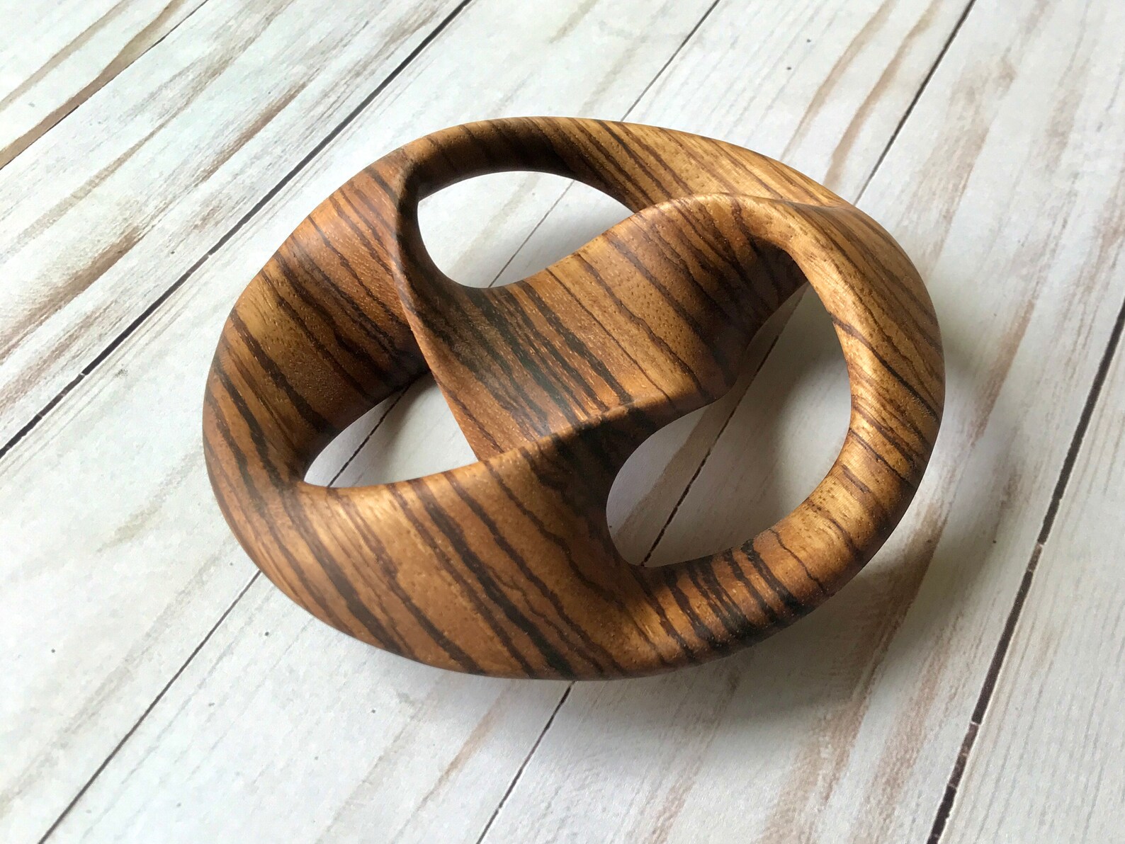 Triquetra Mobius Strip-like Wood Carving - Trefoil Math Sculpture ...