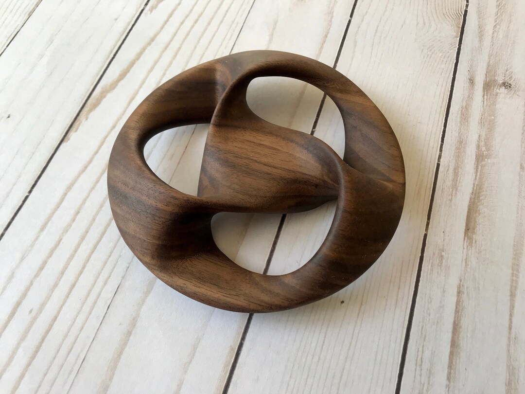 Triquetra Mobius Strip-like Wood Carving - Trefoil Math Sculpture ...