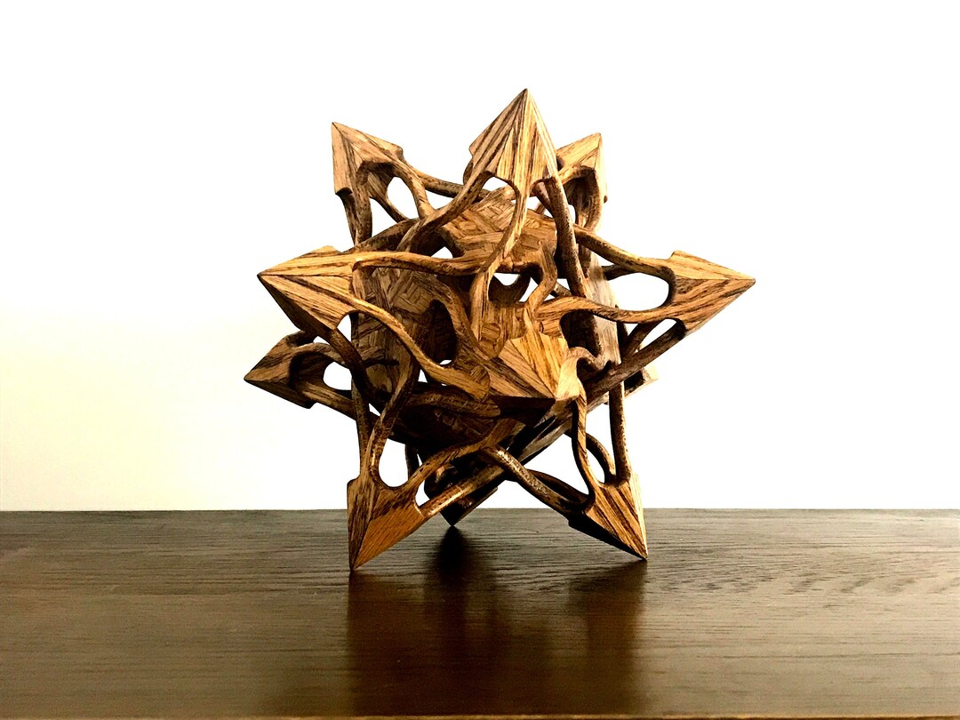 Small Stellated Dodecahedron Wood Sculpture, Platonic Solids ...