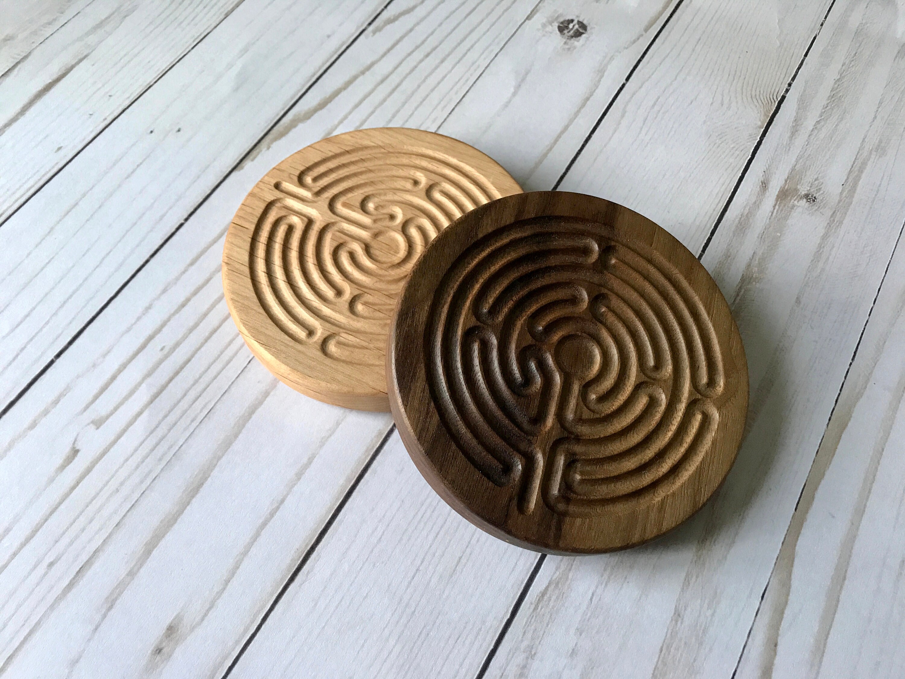 Set of Two Handheld Chartres Finger Labyrinths Wood | Etsy