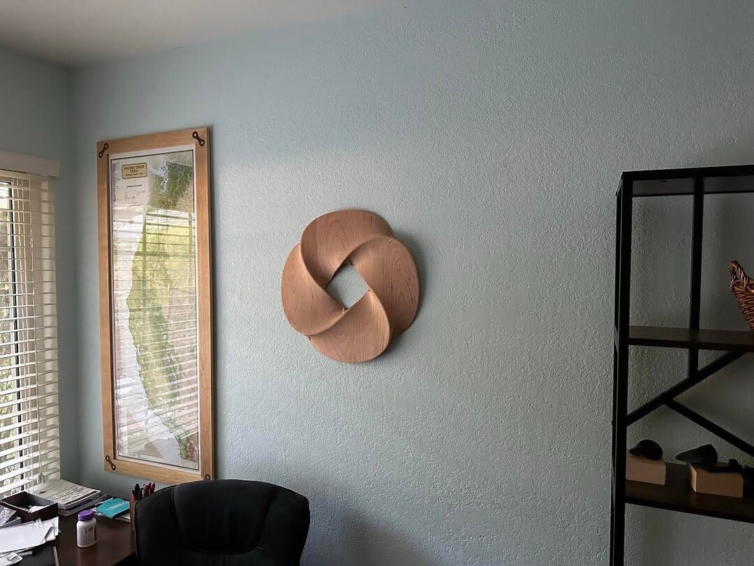 Quadruple-folded Mobius Strip-like Cherry Wall Art, 19 Diameter Mathematical Abstract Sculpture ...