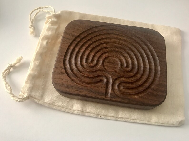 Set of Two Small Finger Labyrinths Wood Classical Labyrinth Mindfulness ...