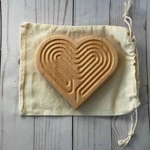 Small Heart Finger Labyrinth - Maple Wood Meditation Labyrinth | Hand ...