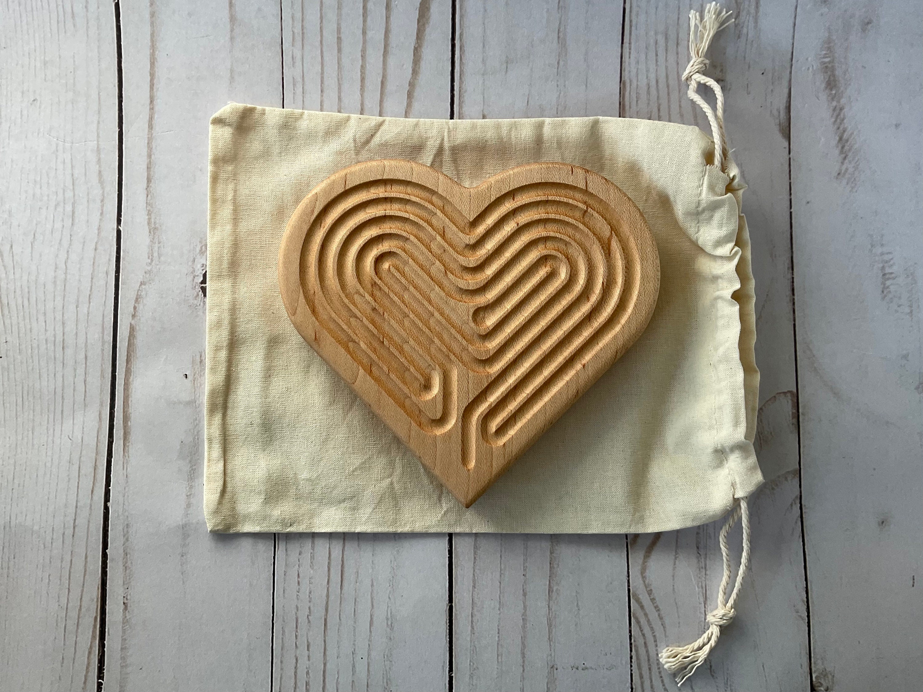 Small Heart Finger Labyrinth - Maple Wood Meditation Labyrinth | Hand ...