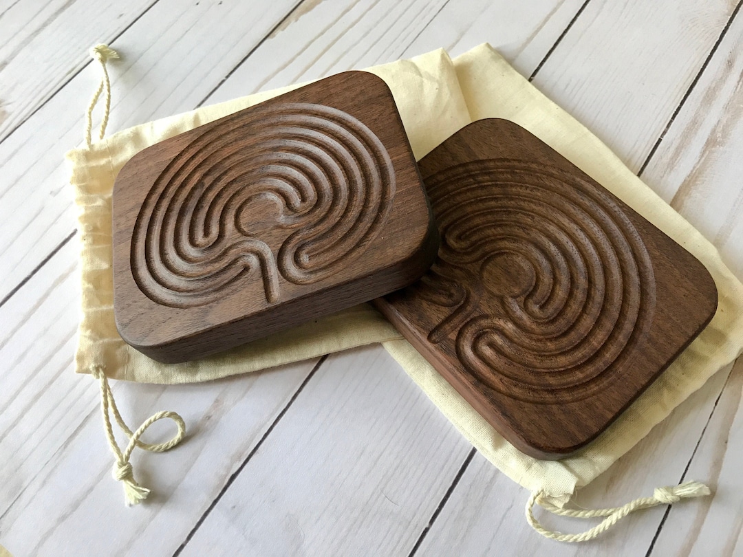 Set of Two Small Finger Labyrinths - Wood Classical Labyrinth ...