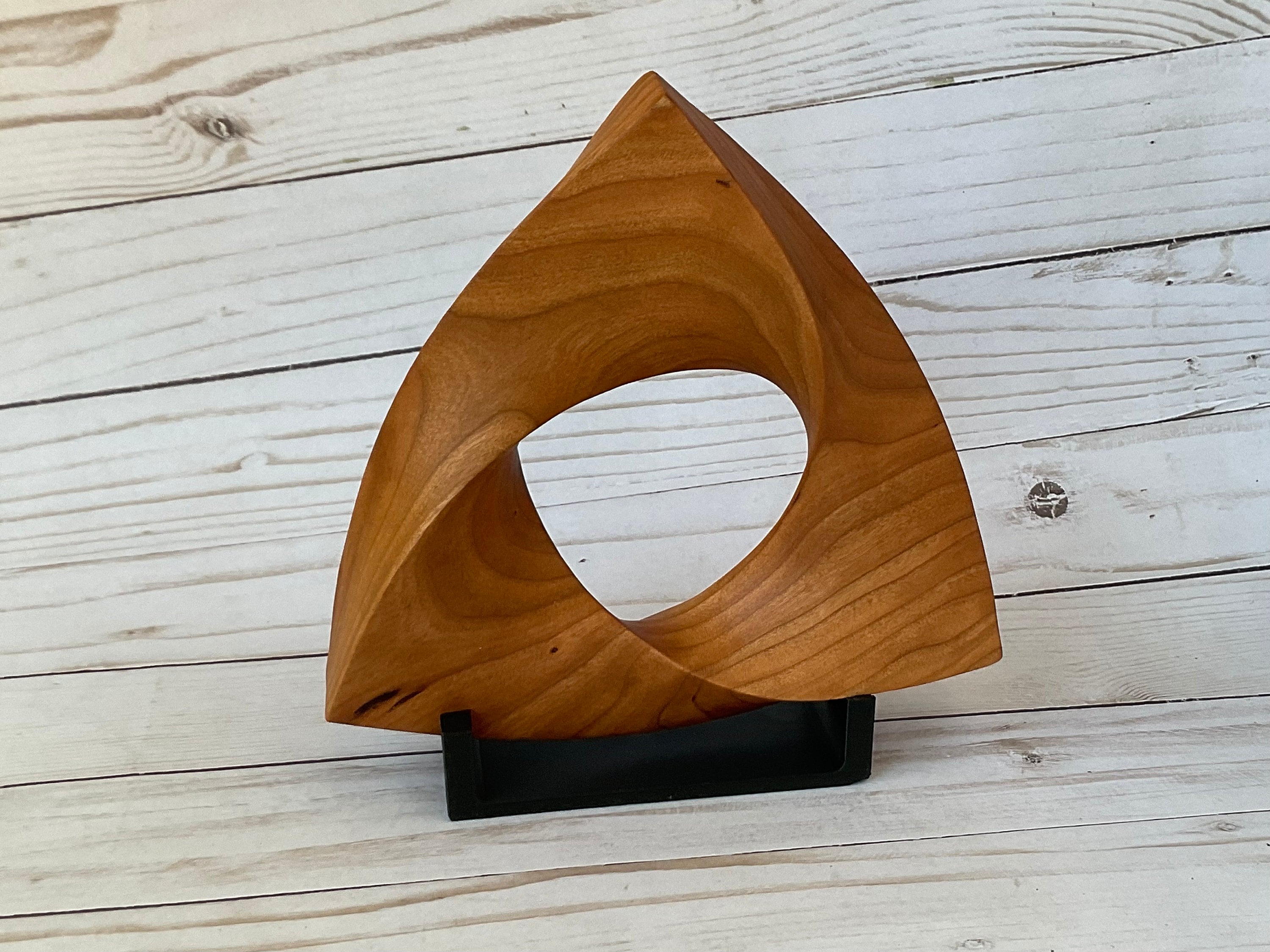 Penrose Triangle Inspired Cherry Wood Carving, 7.5 Diameter Möbius ...