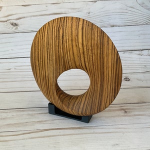 Möbius Strip Zebrawood Wood Carving, 7 Diameter Mathematical Abstract ...