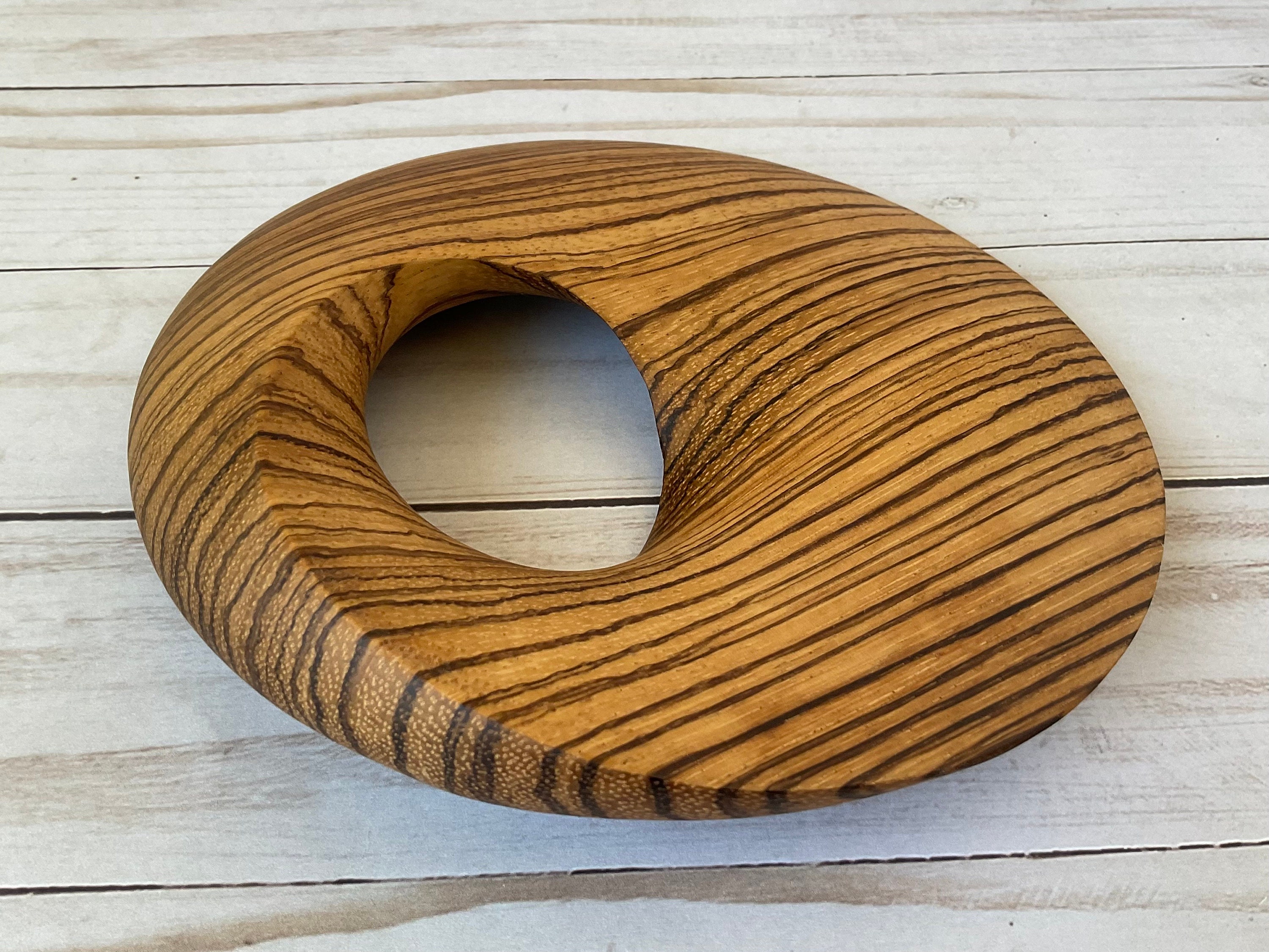 Möbius Strip Zebrawood Wood Carving, 7 Diameter Mathematical Abstract ...