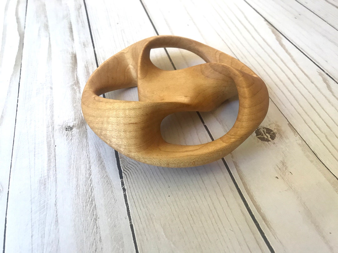 Triquetra Mobius Strip-like Wood Carving - Trefoil Math Sculpture ...