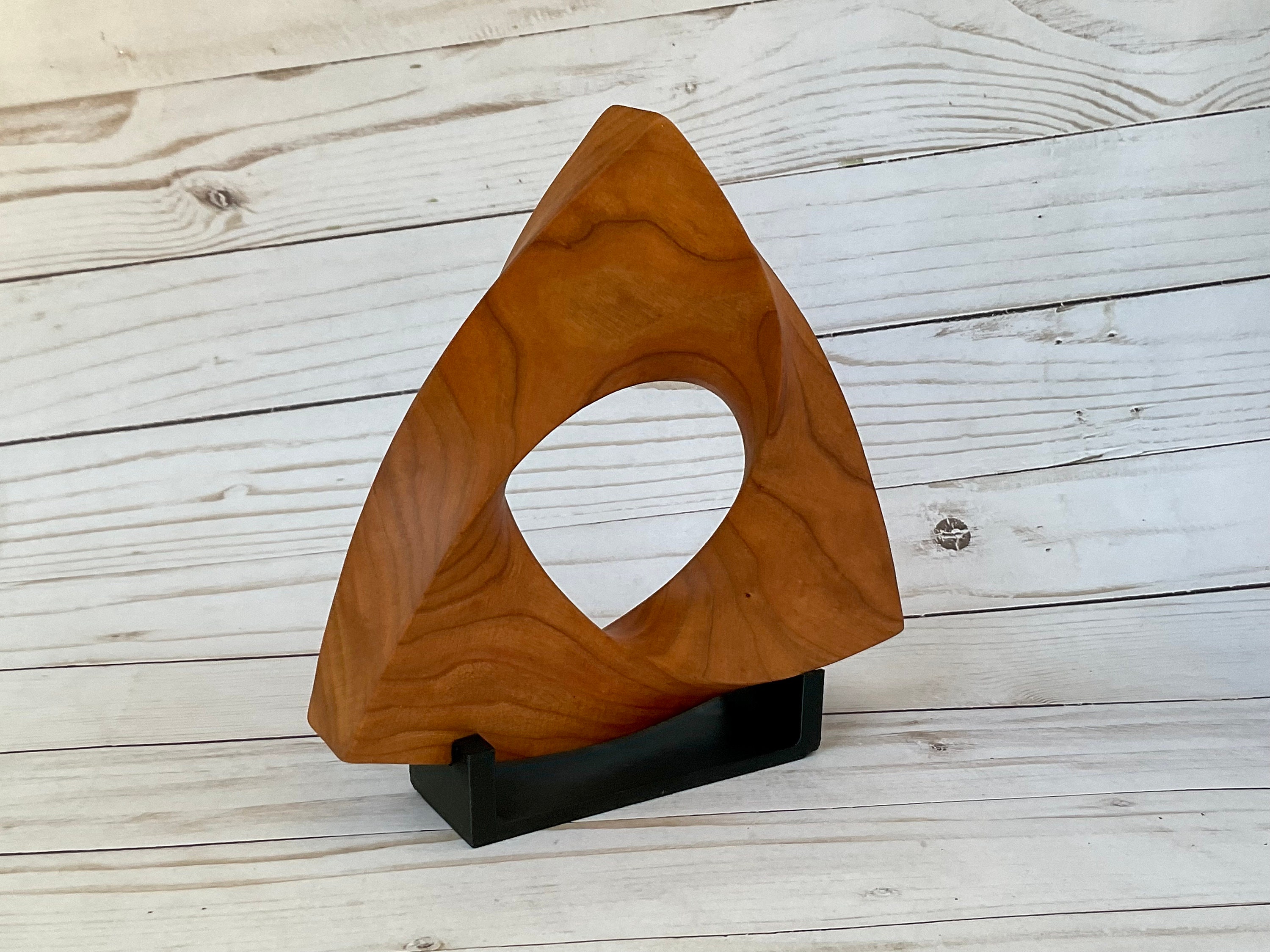 Penrose Triangle Inspired Cherry Wood Carving, 7.5 Diameter Möbius ...