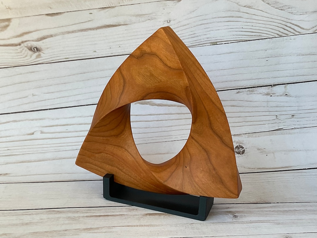 Penrose Triangle Inspired Cherry Wood Carving, 7.5 " Diameter | Möbius ...