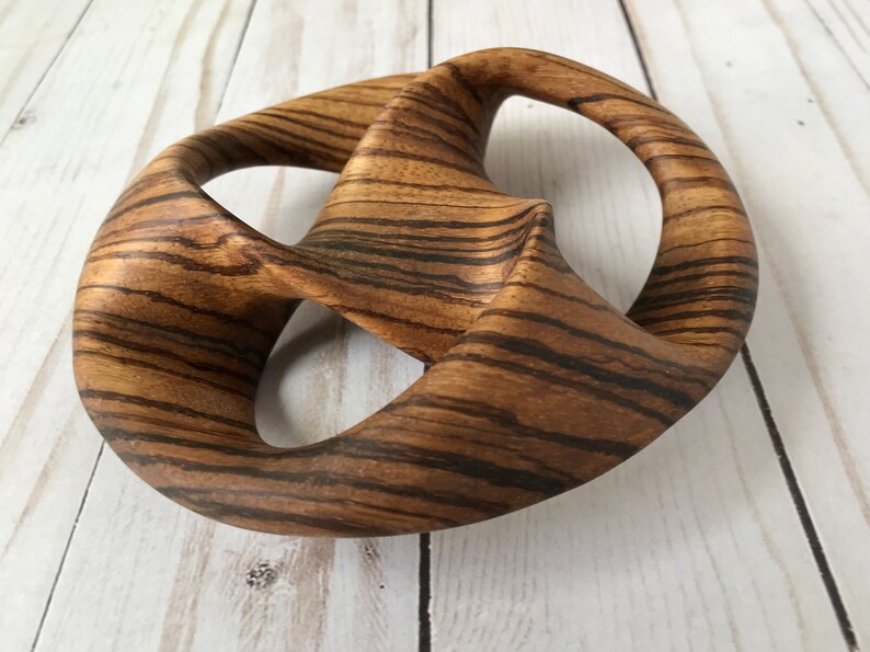 Triquetra Mobius Strip-like Wood Carving - Trefoil Math Sculpture ...