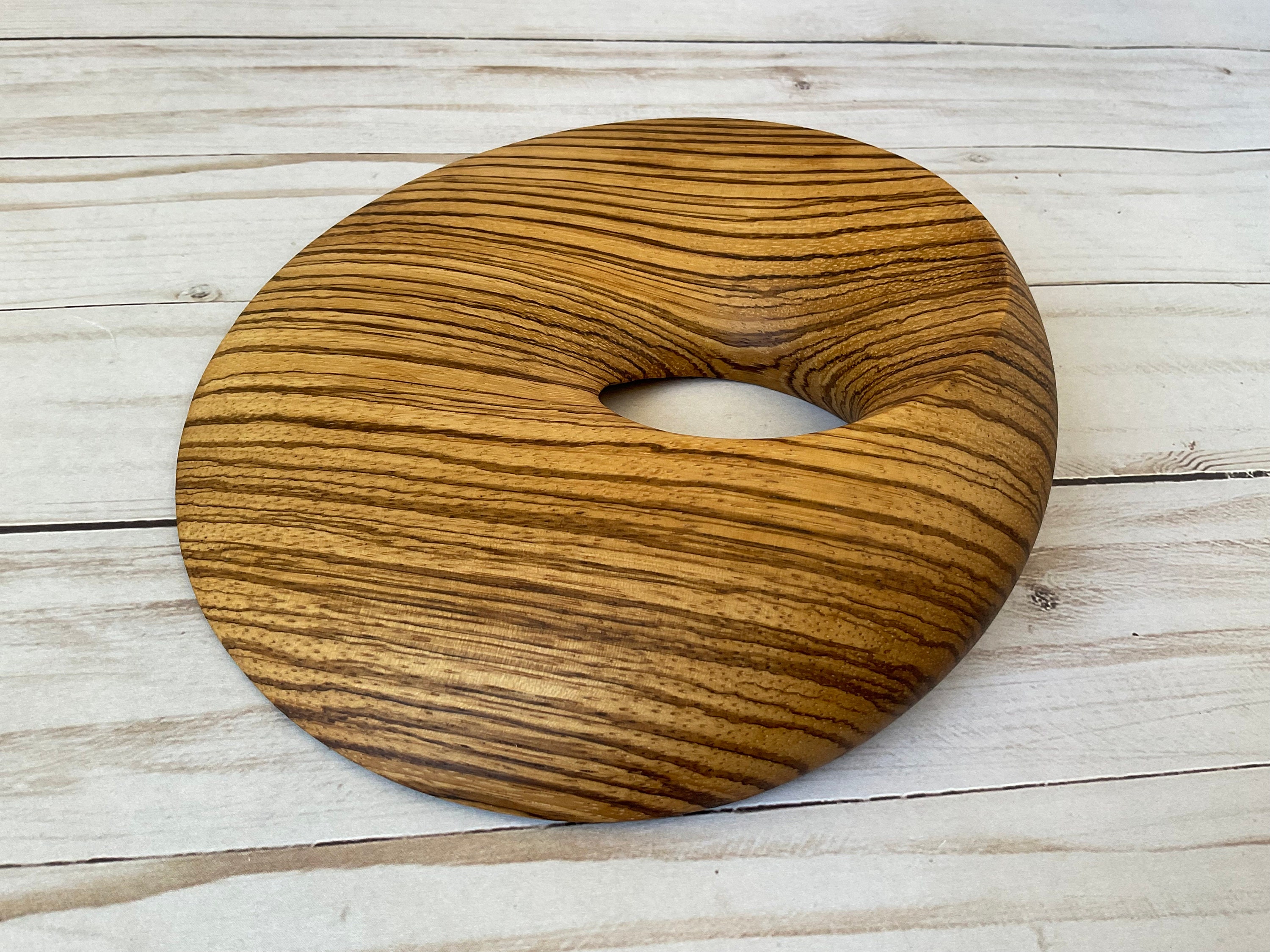 Möbius Strip Zebrawood Wood Carving, 7 Diameter Mathematical Abstract ...