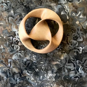 Triquetra Mobius Strip-like Wood Carving - Trefoil Math Sculpture ...