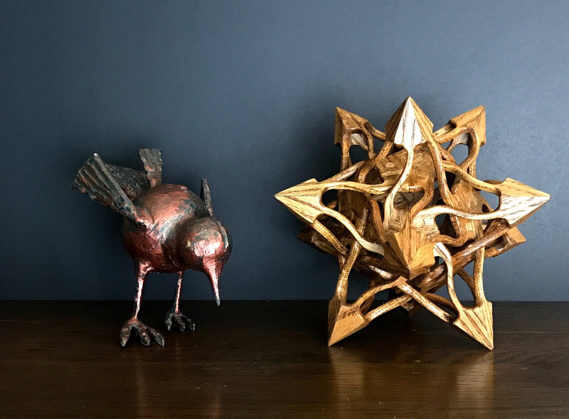 Small Stellated Dodecahedron Wood Sculpture Platonic Solids - Etsy