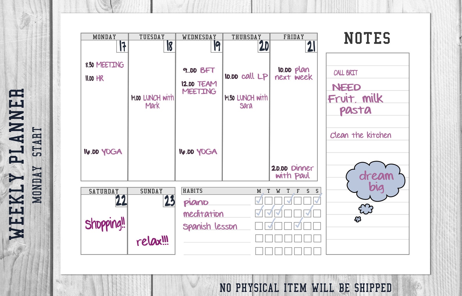 Undated Desk Printable Planner A3 A4 PDF Download// | Etsy