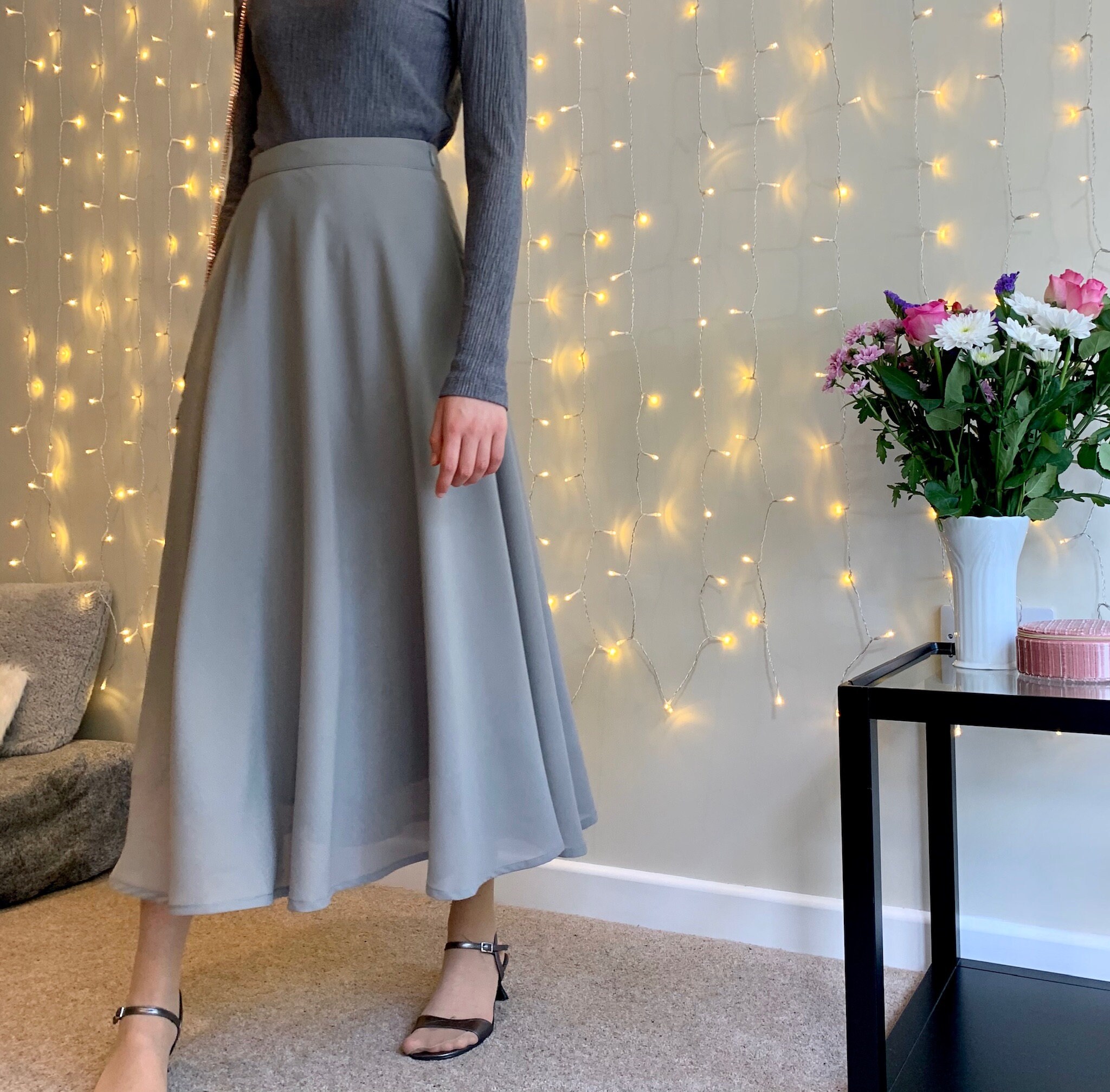 Chiffon Skirt | Midi Skirt | Grey Skirt | A-line Skirt | Petite Skirt ...
