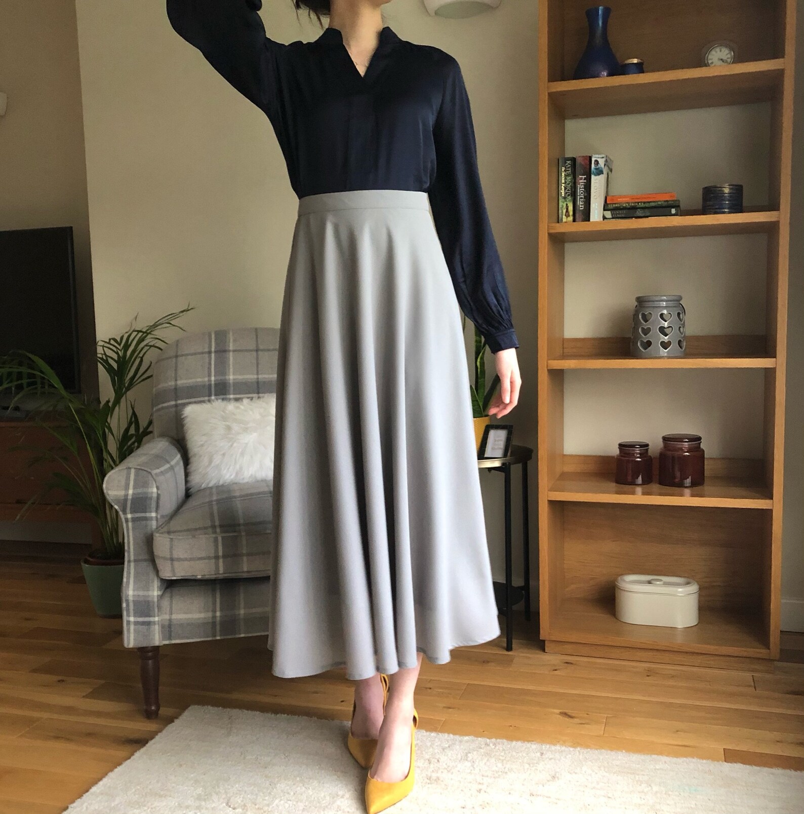 Chiffon Skirt | Midi Skirt | Grey Skirt | A-line Skirt | Petite Skirt ...