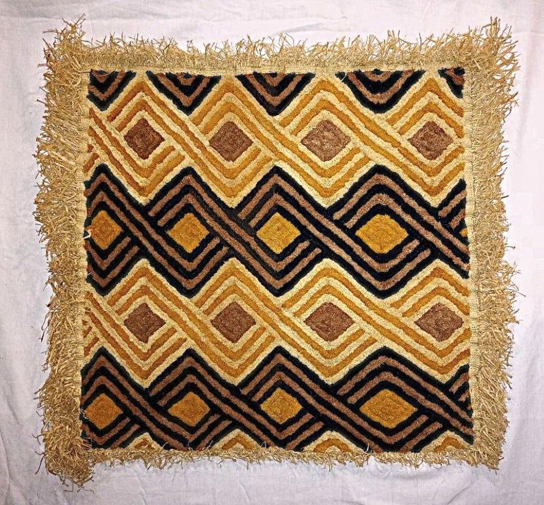 African Shoowa Kuba Cloth Palm Leaf Raffia Handmade 30" X 27" - Etsy