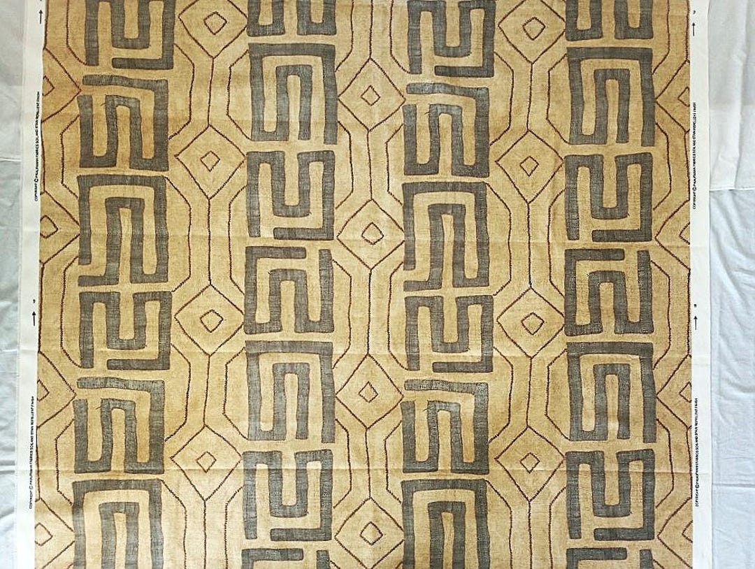 African Inspired Ethnic Chic Kuba Cotton Print Fabric Beige 1 Yard - Etsy
