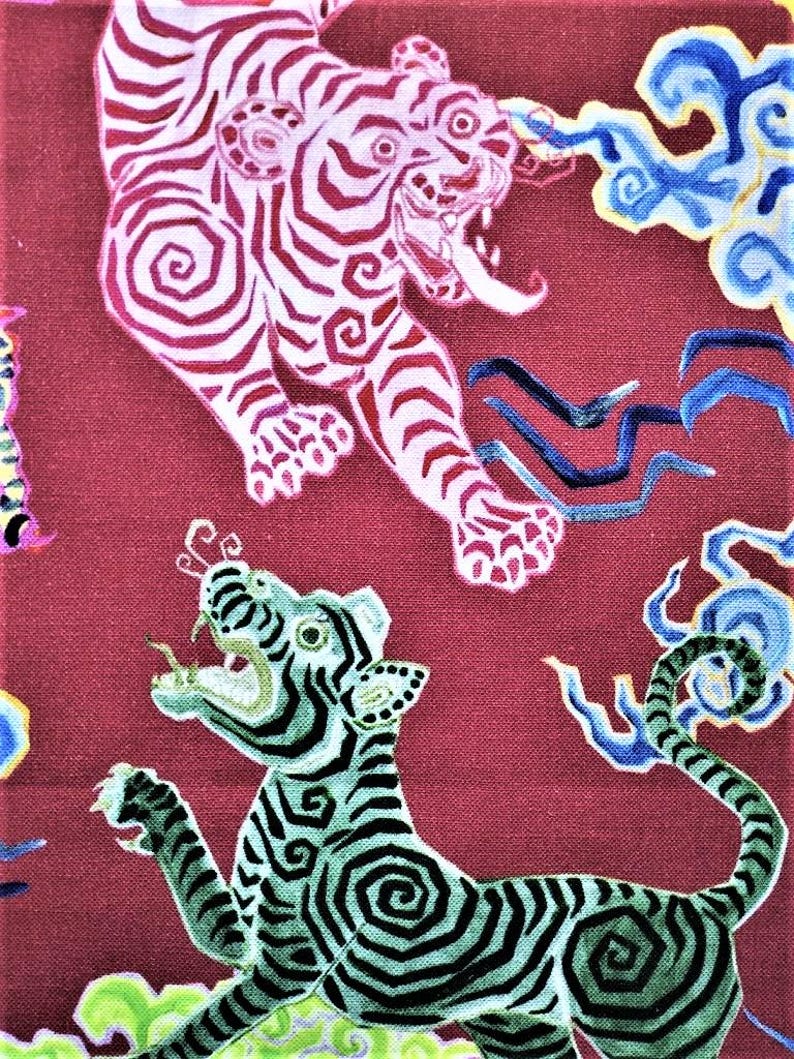 K Ancient Tibet Asian Tiger Cotton Print Fabric by the Yard - Etsy