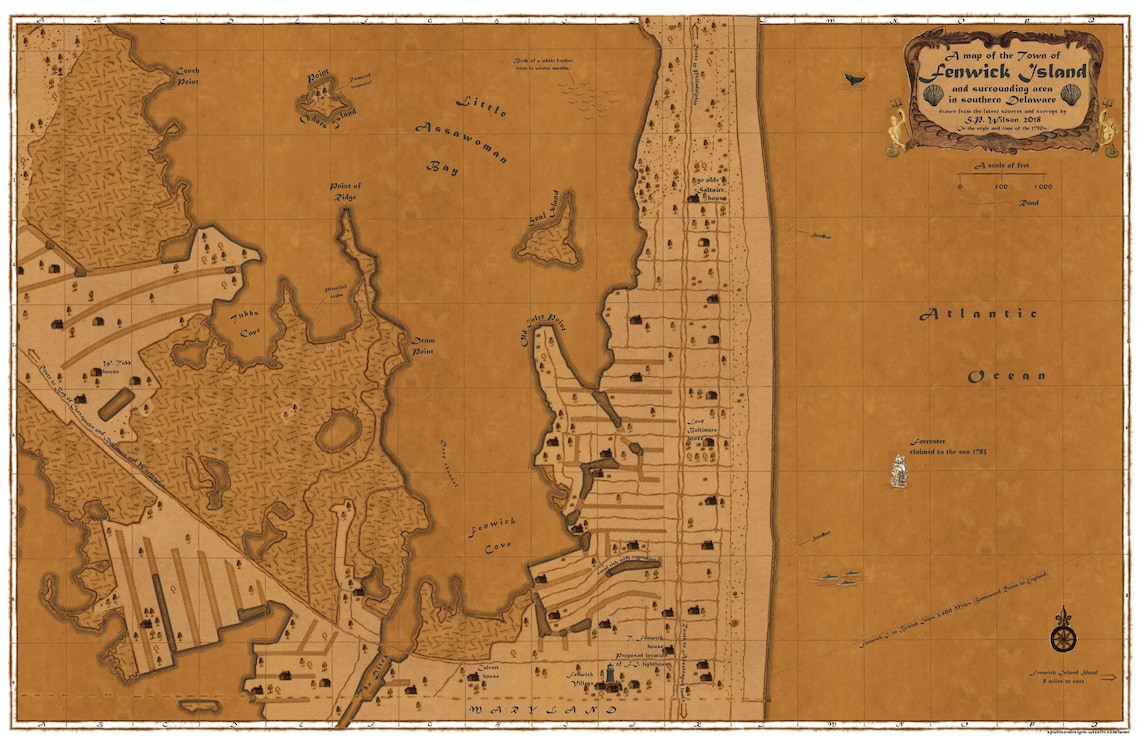 Historical Map of the Town of Fenwick Island, Delaware - Etsy