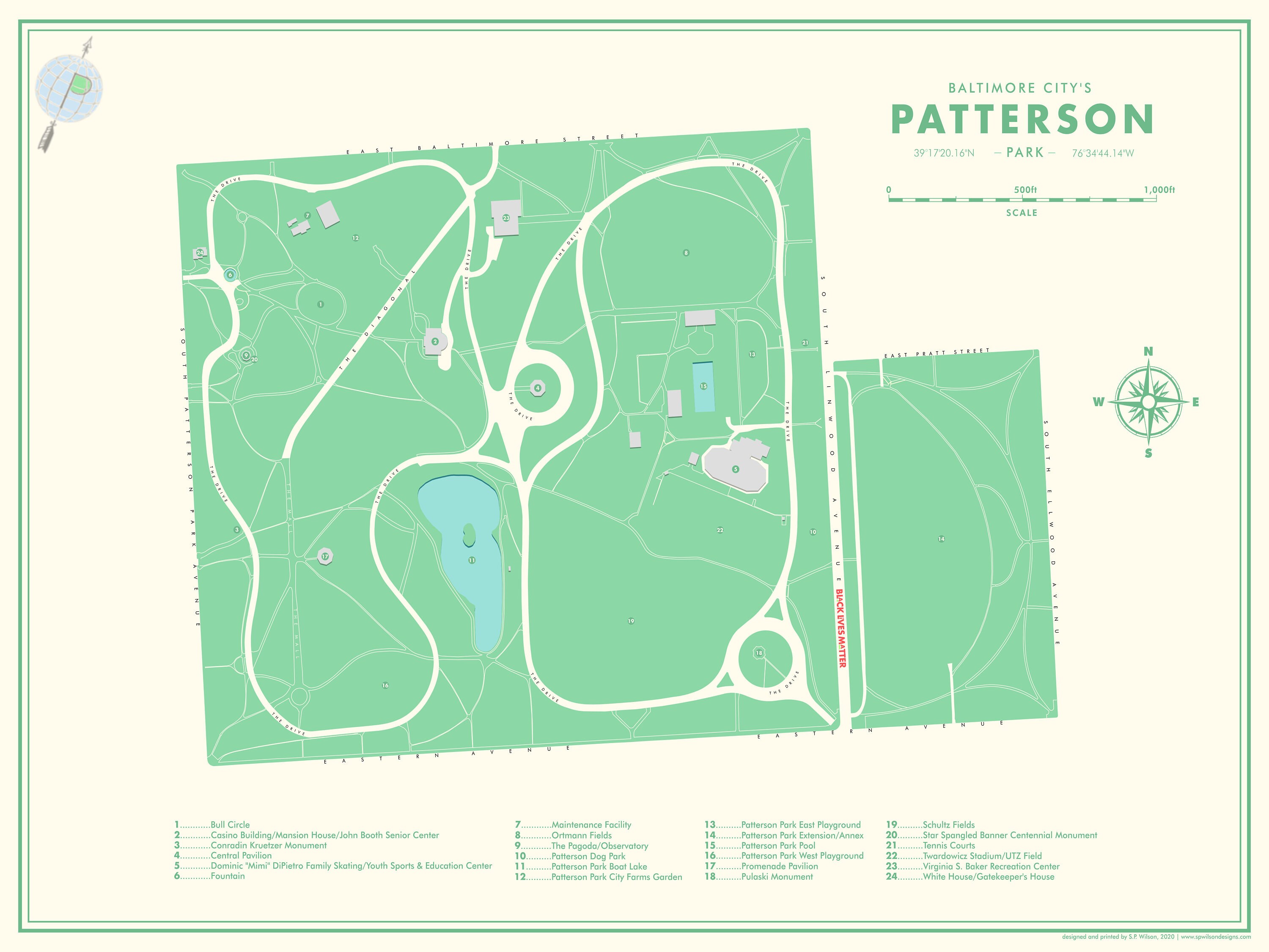 Baltimore City's Patterson Park 1960s Style Map - Etsy