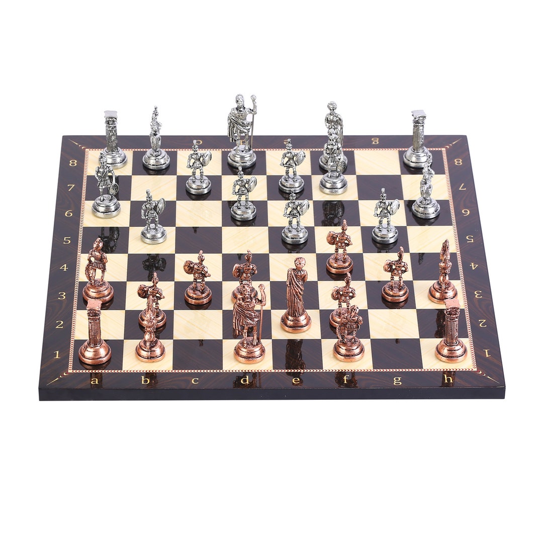 antique-copper-roman-figures-chess-pieces-metal-chess-set-and-etsy