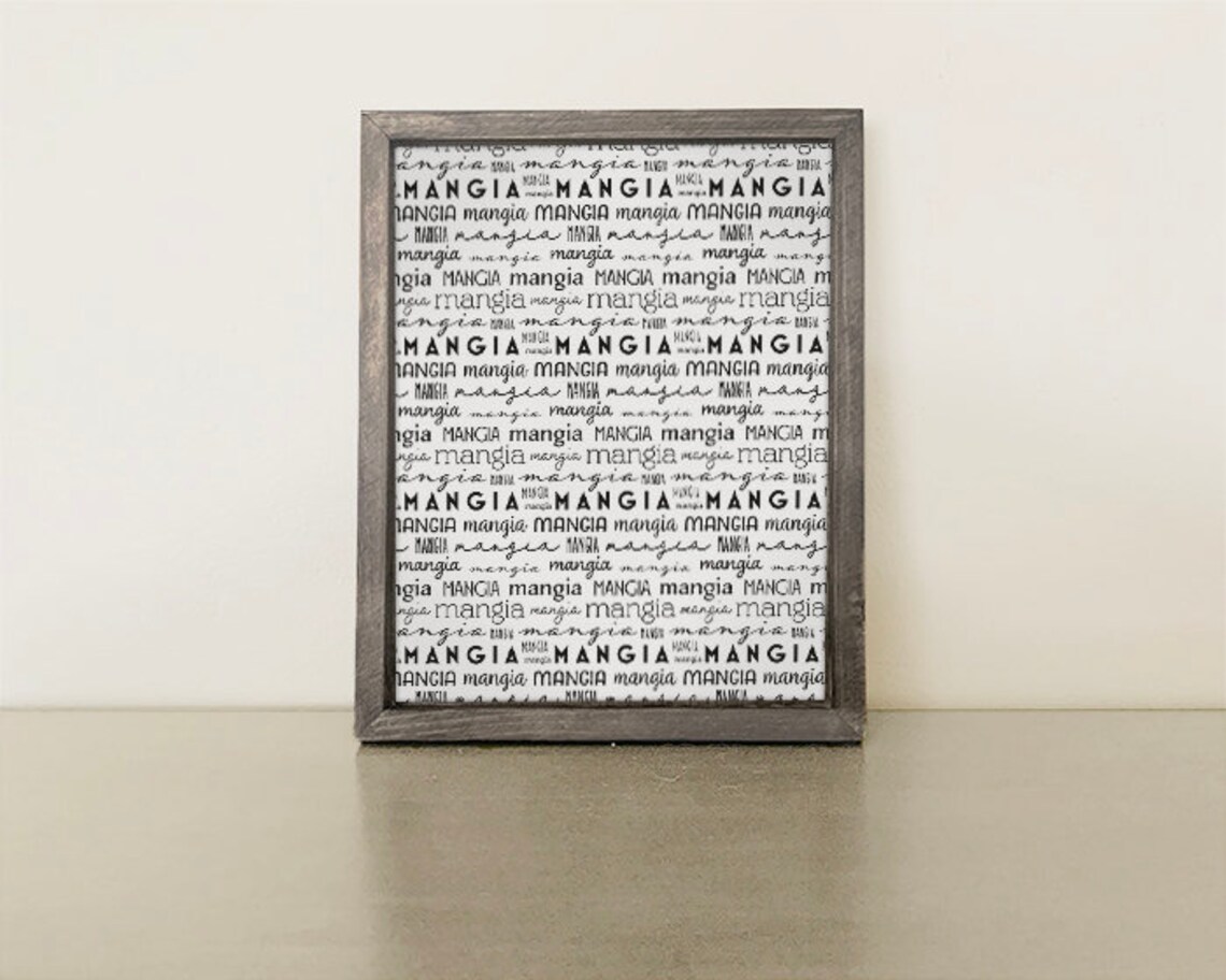 Mangia Kitchen PRINTABLE Sign in Black Eat Italian Design - Etsy