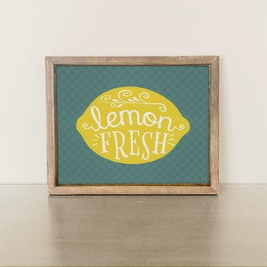 Lemon PRINTABLE Sign in TEAL, Lemon Fresh, Limone, Decor, Kitchen Wall ...