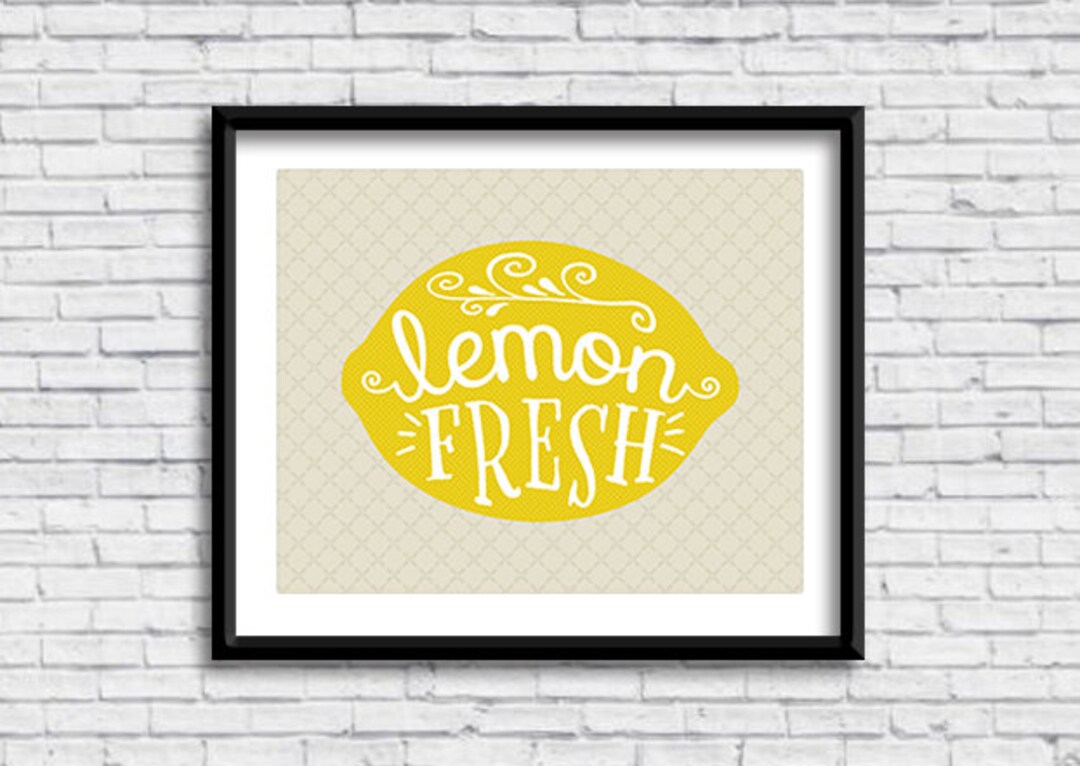 Lemon PRINTABLE Sign in BEIGE, Lemon Fresh, Limone, Decor, Kitchen Wall ...