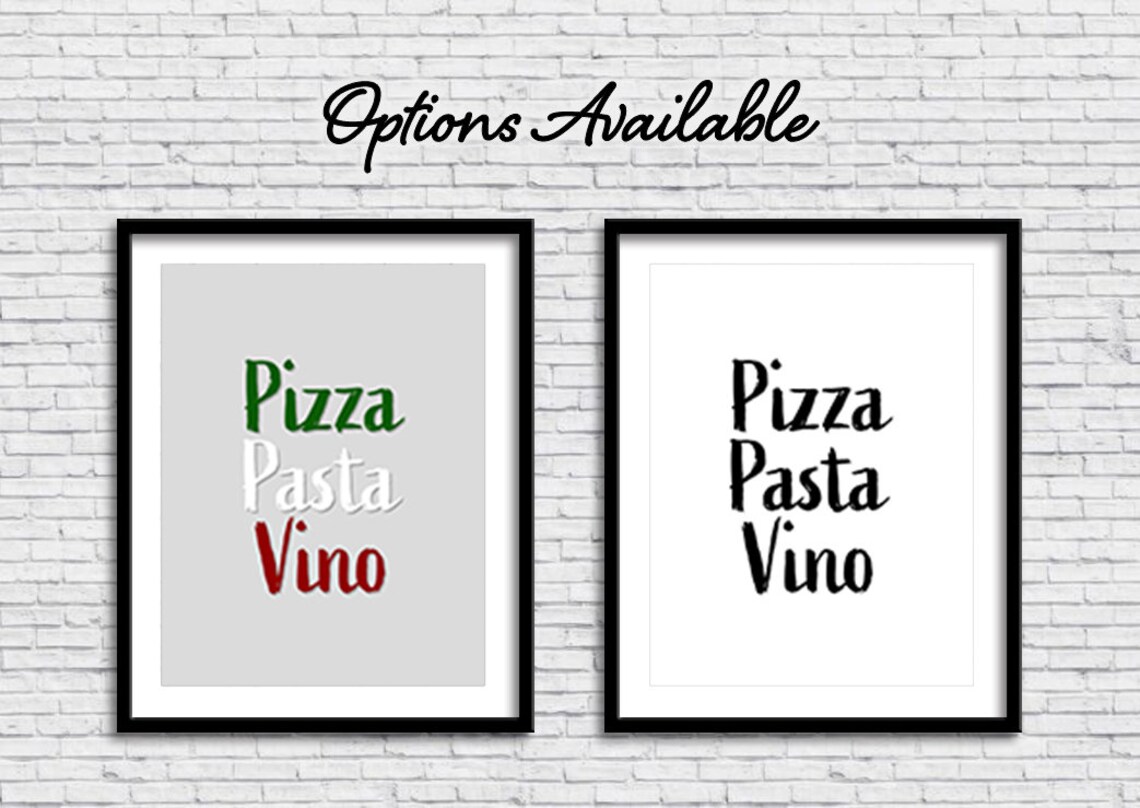 Kitchen Pizza Pasta Vino PRINTABLE Sign in GRAY Eat Italian - Etsy