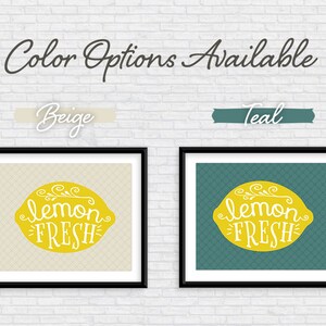 Lemon PRINTABLE Sign in BEIGE, Lemon Fresh, Limone, Decor, Kitchen Wall ...